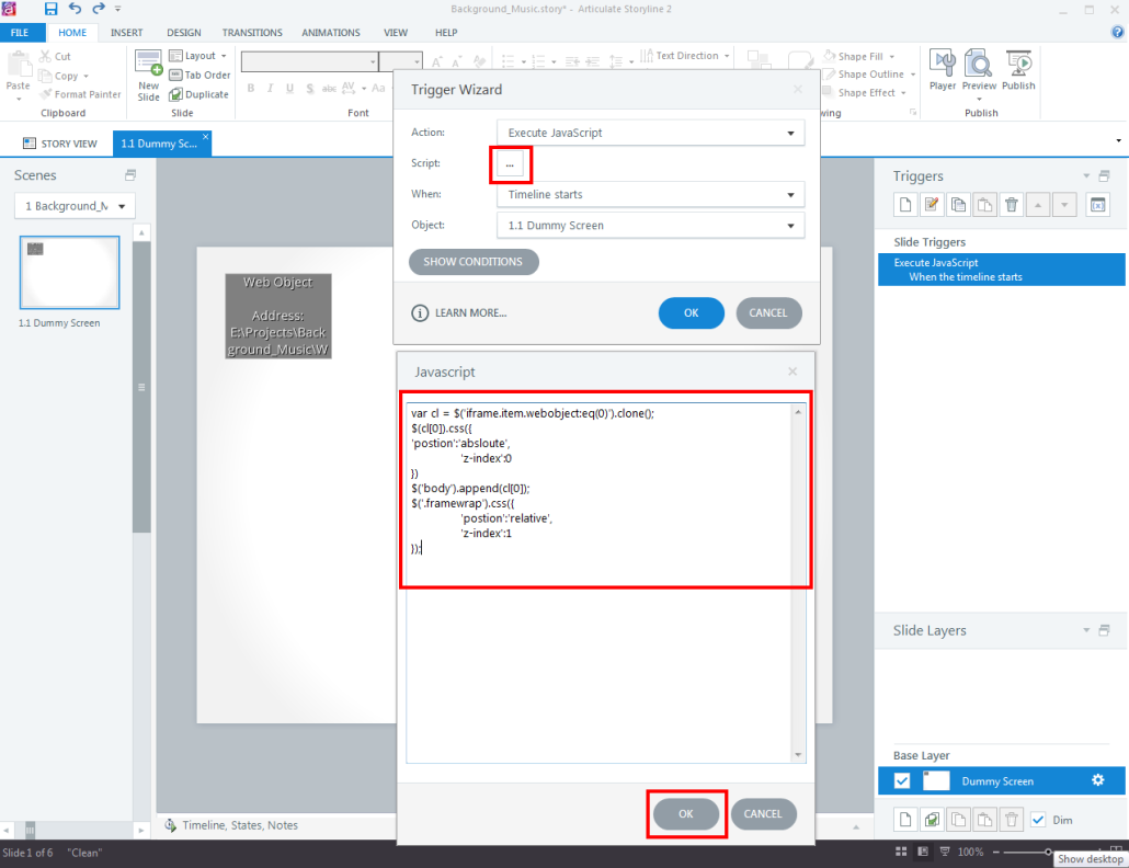 How to play background music continuously throughout the course in ...