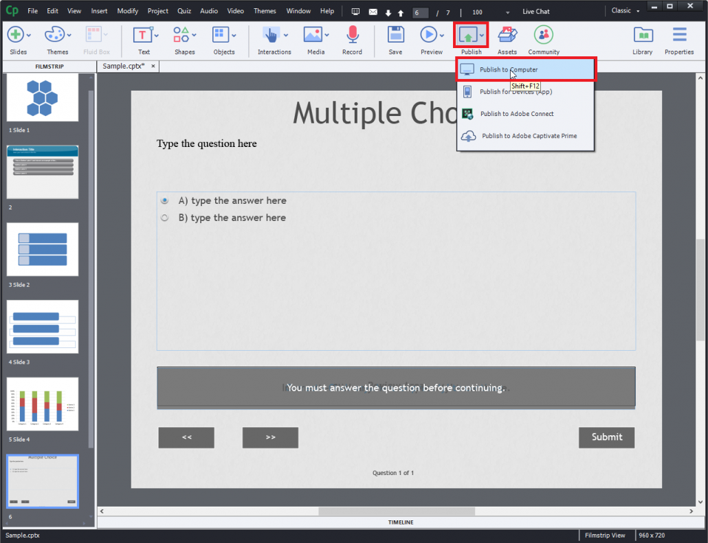 Converting ppt to ELearning using Adobe Captivate