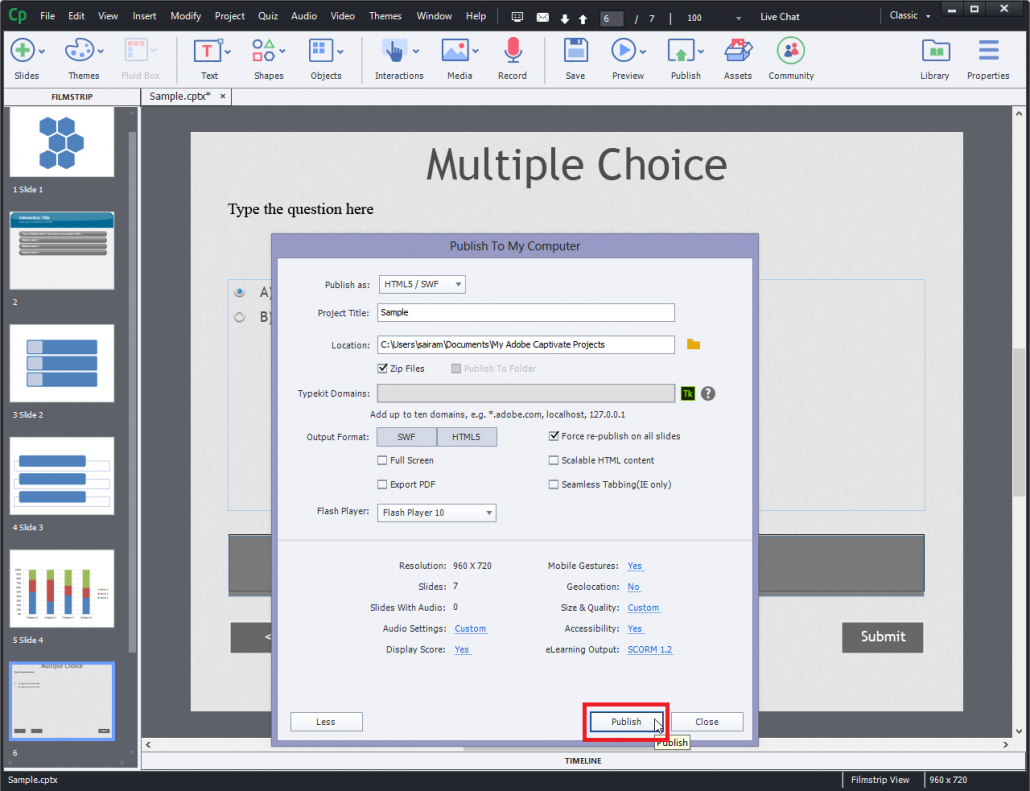 Converting ppt to ELearning using Adobe Captivate