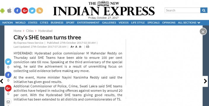 Launch of awareness eLearning program by SHE Teams Hyderabad City Police