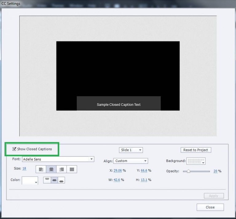 Adobe Captivate 2017: How to add closed captions to videos?