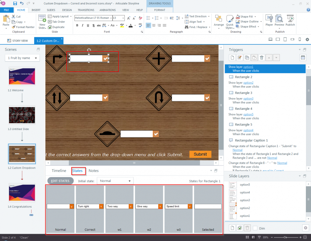 Custom Drop-down Interactivity in Articulate Storyline 360