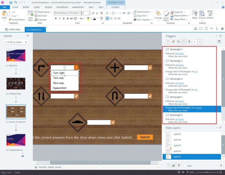 Custom Drop-down Interactivity in Articulate Storyline 360