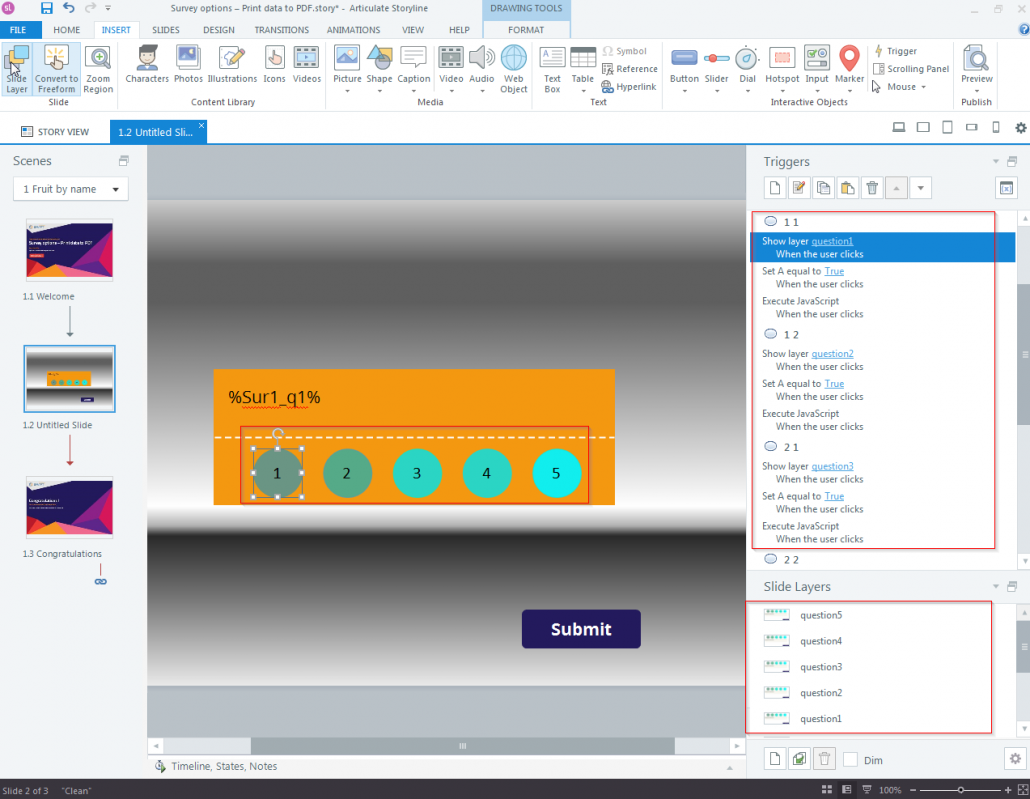 Print Rated Responses to PDF in Storyline 360 with JavaScript