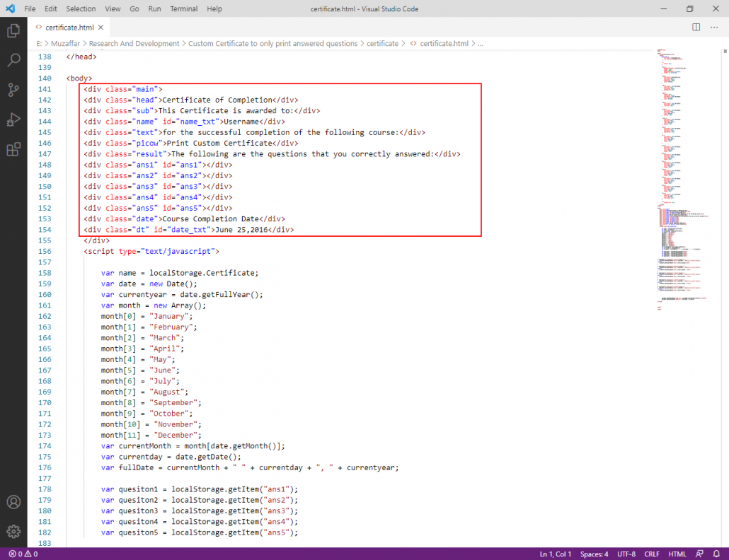 Custom eLearning: Print Custom Certificate in Articulate Storyline
