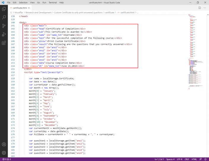 Custom eLearning: Print Custom Certificate in Articulate Storyline