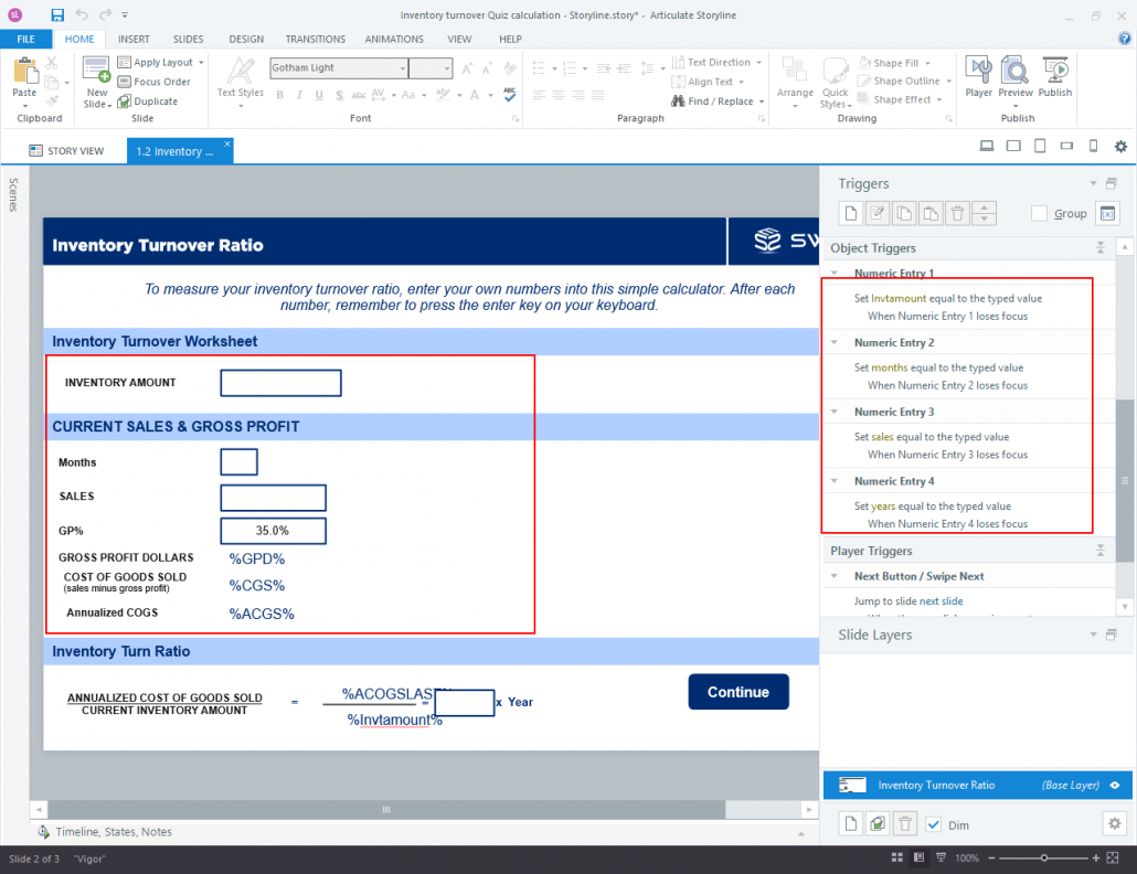 Using Articulate Storyline 360 Variables To Do Percentage Calculation