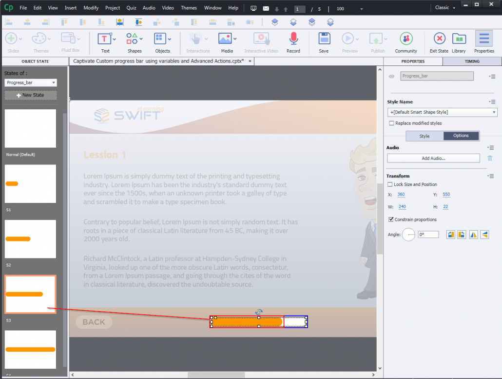 How To Create Custom Progress Bar Using Variables And Advanced Actions Adobe Captivate 2019