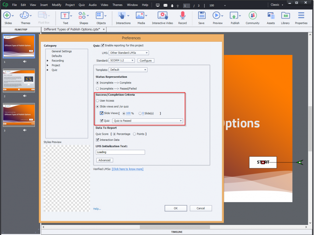 Adobe Captivate 2019 – Types Of Publish Settings