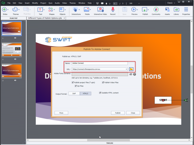 Adobe Captivate 2019 – Types Of Publish Settings