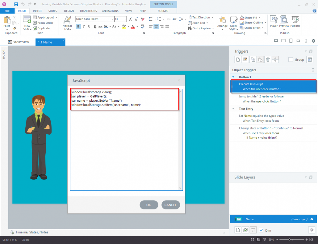Send Variable Data from Storyline to Articulate Rise Blocks