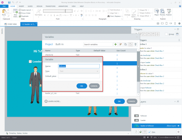 Send Variable Data from Storyline to Articulate Rise Blocks