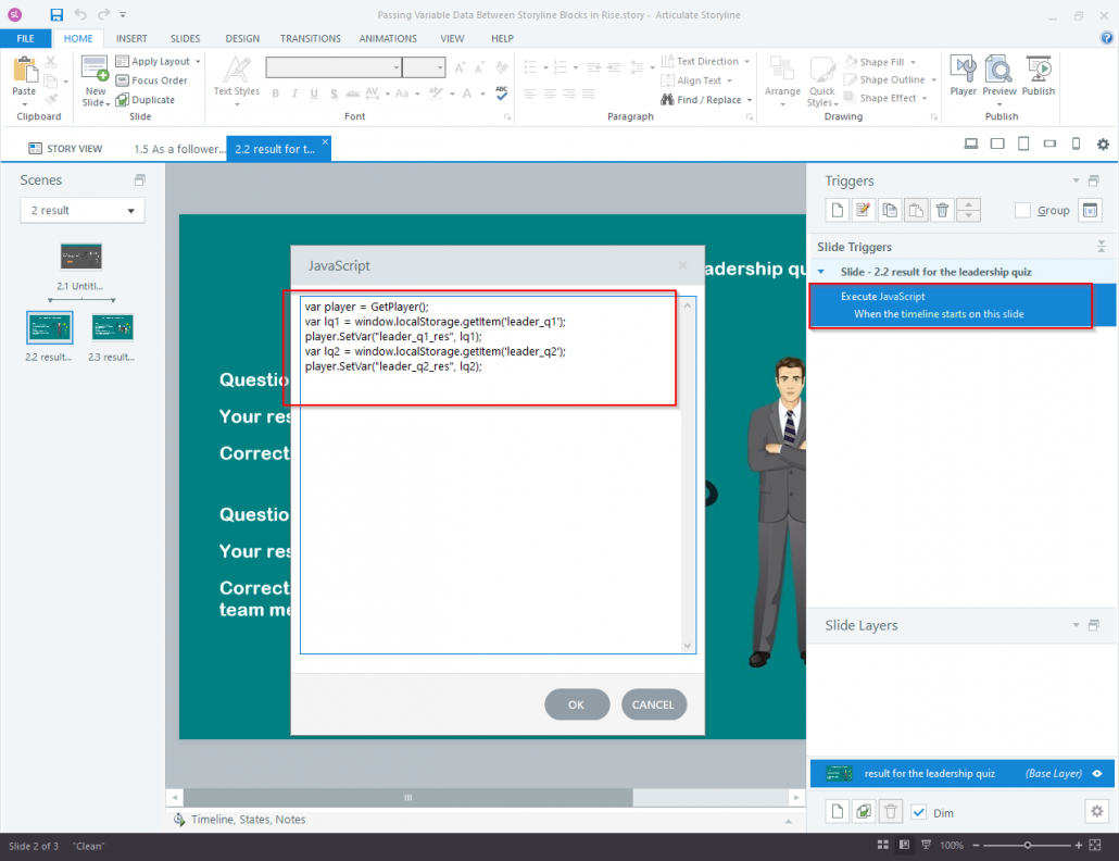 Send Variable Data from Storyline to Articulate Rise Blocks