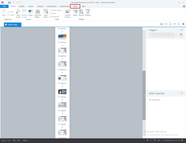 Create Quiz in Articulate Storyline 360 by default feedback