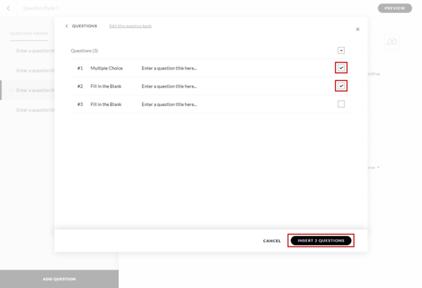 In Articulate Rise how to create and merge question banks