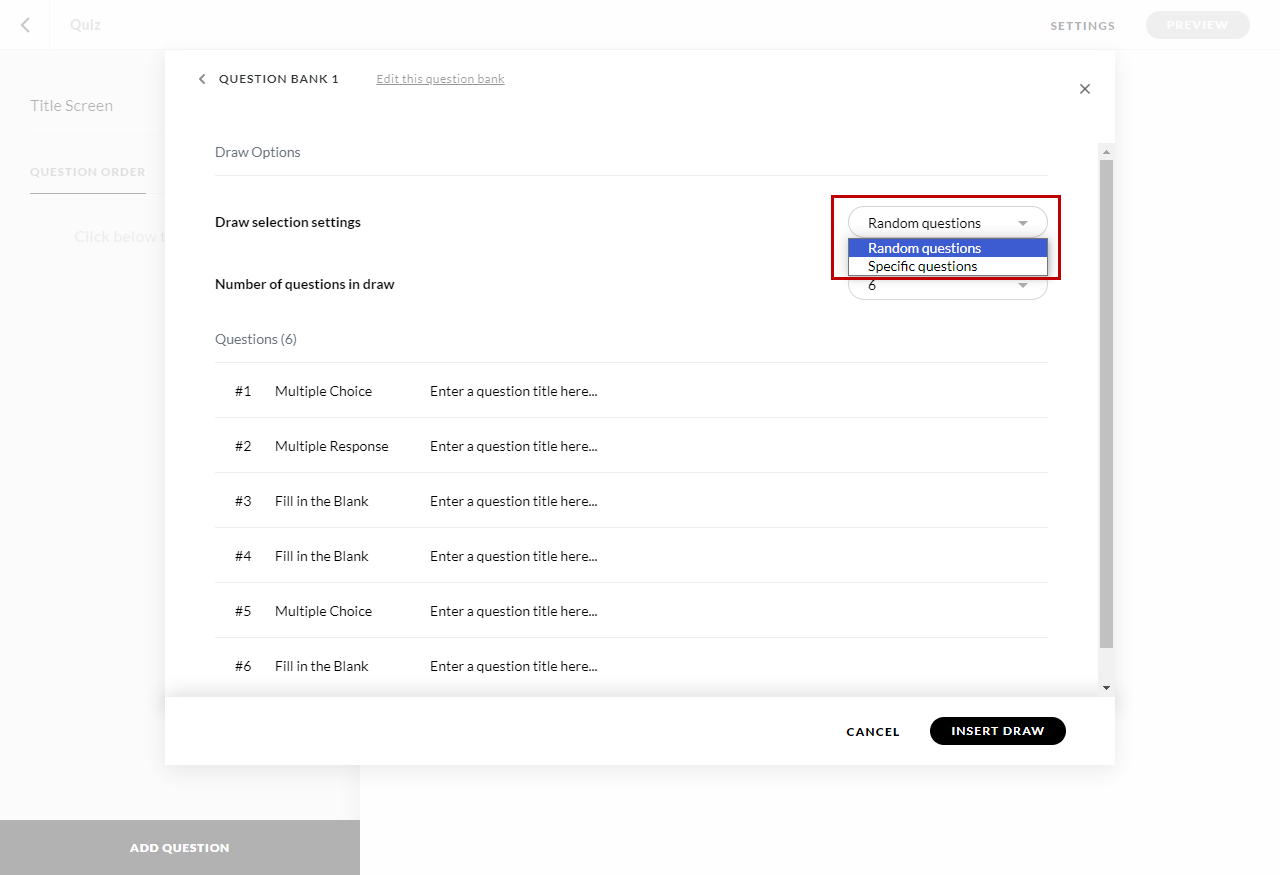 In Articulate Rise how to create and merge question banks