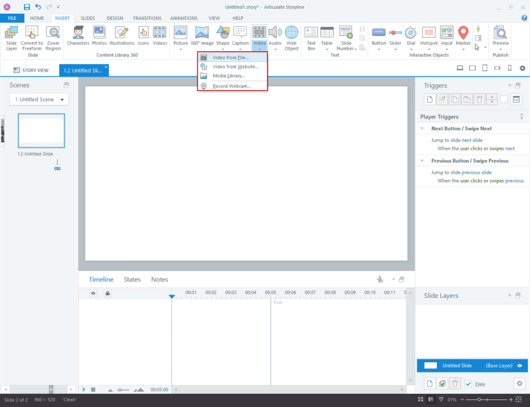 Video transcripts from closed captions in Storyline 360