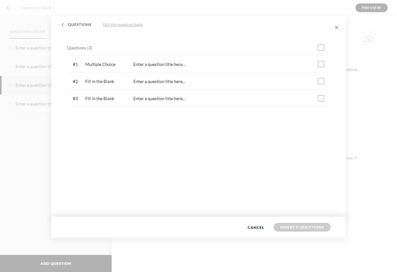 In Articulate Rise how to create and merge question banks