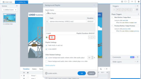 Storyline 360 | Disable, delete and toggle background music