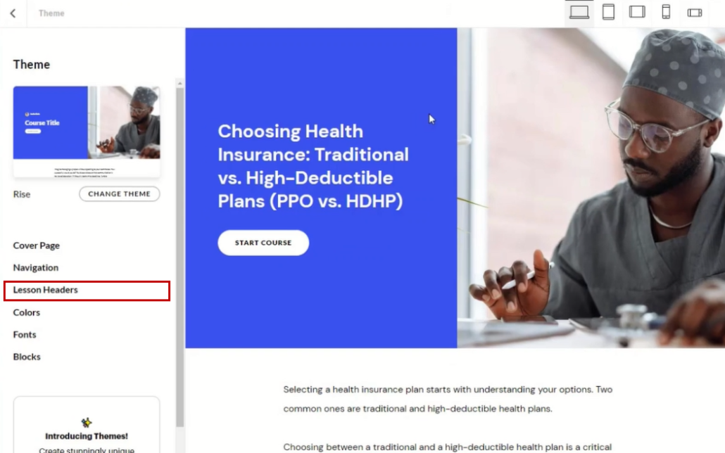 Articulate Rise | How to Customize the Lesson Headers