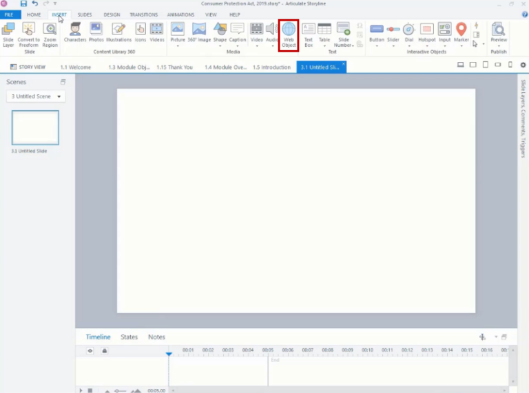 Articulate Storyline 360 | How to add a web objects