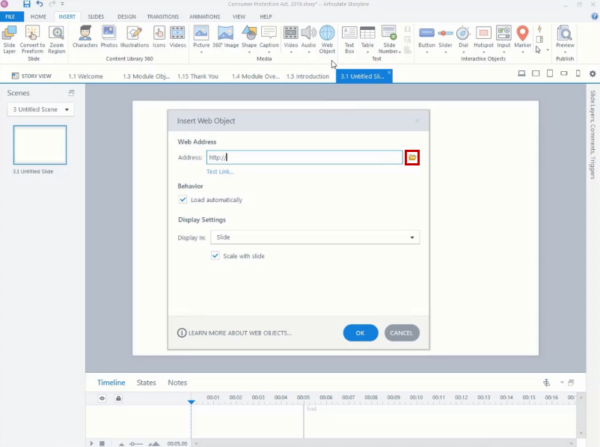 Articulate Storyline 360 | How to add a web objects
