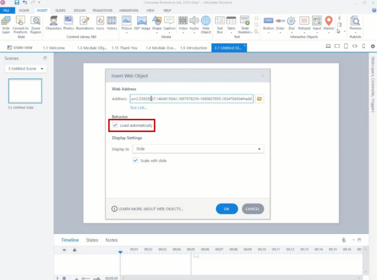 Articulate Storyline 360 | How to add a web objects