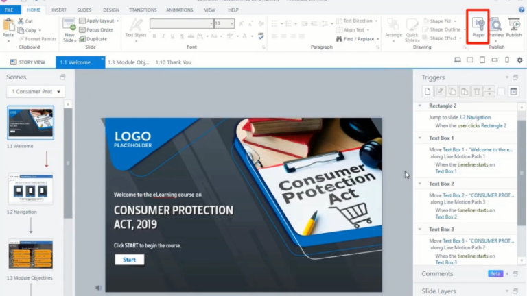 Storyline 360 | Arrange a sidebar and modern player controls