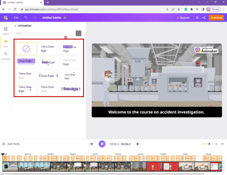How to Create Animated Subtitles in Animaker | elearning