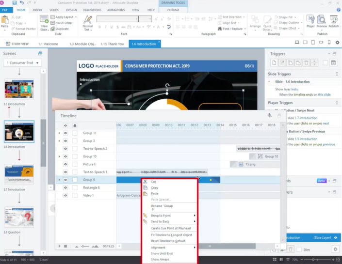 Articulate Storyline 360 | Modify timing and Duration.