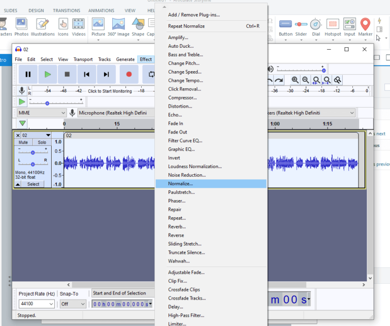 How to Use Audacity Tool to enhance sound in Storyline 360